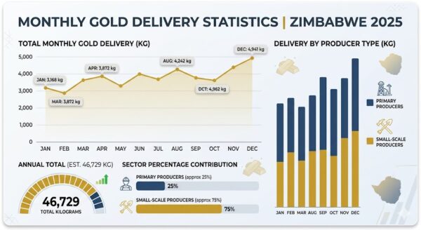 Zimbabwe Monthly gold delivery statistics for 2025
